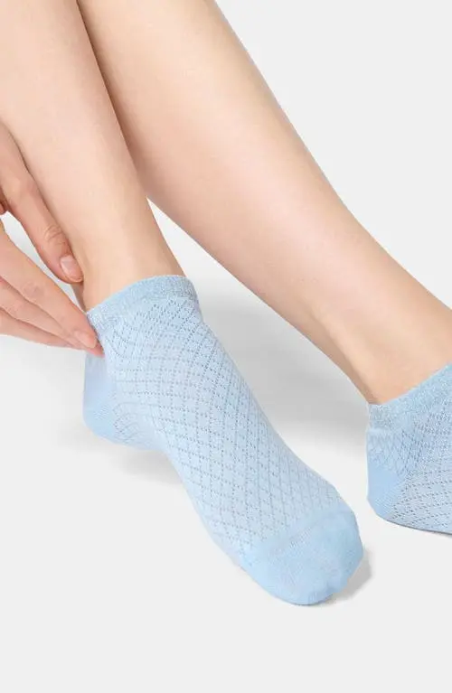 Oroblu Metallic Cuff Pointelle No-show Socks - Sky