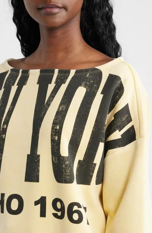 VINYL ICONS Off-the-shoulder Graphic Sweatshirt - Yellow
