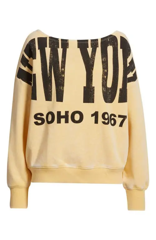 VINYL ICONS Off-the-shoulder Graphic Sweatshirt - Yellow