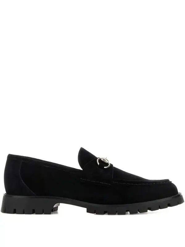 Gucci Suede Loafers With Hardware Detail - Black