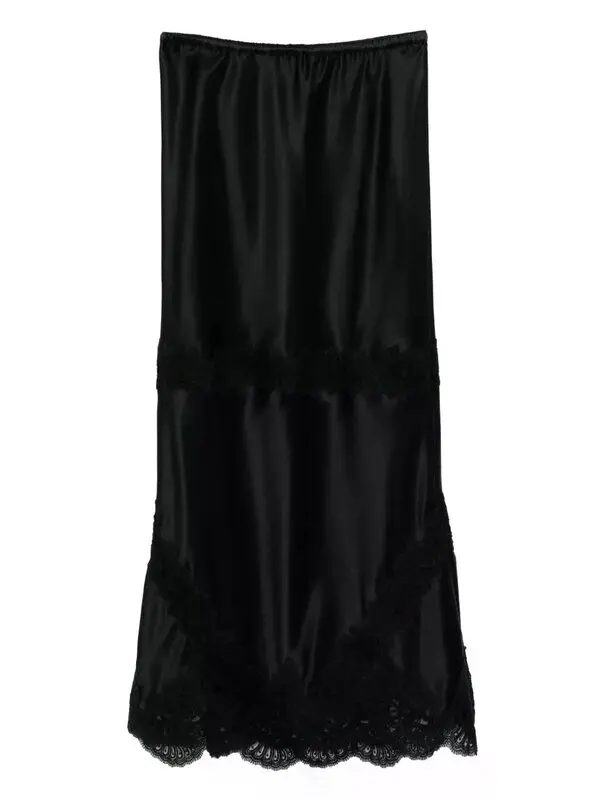 Cynthia Rowley Satin Lace Skirt - Black