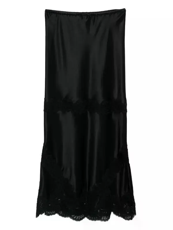Cynthia Rowley Satin Lace Skirt - Black