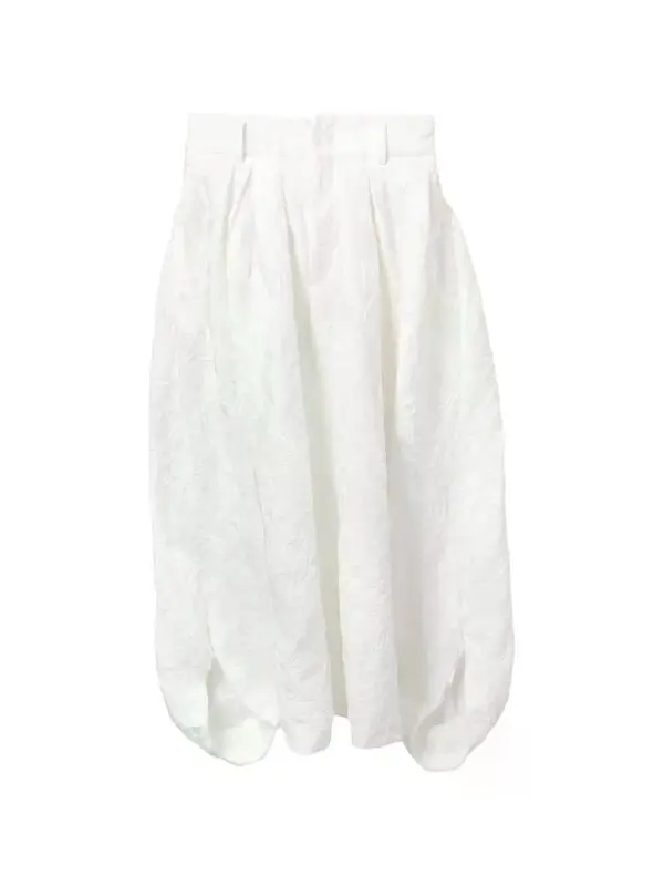 Comme Des Garçons Floral-embroidered Cropped Trousers - White