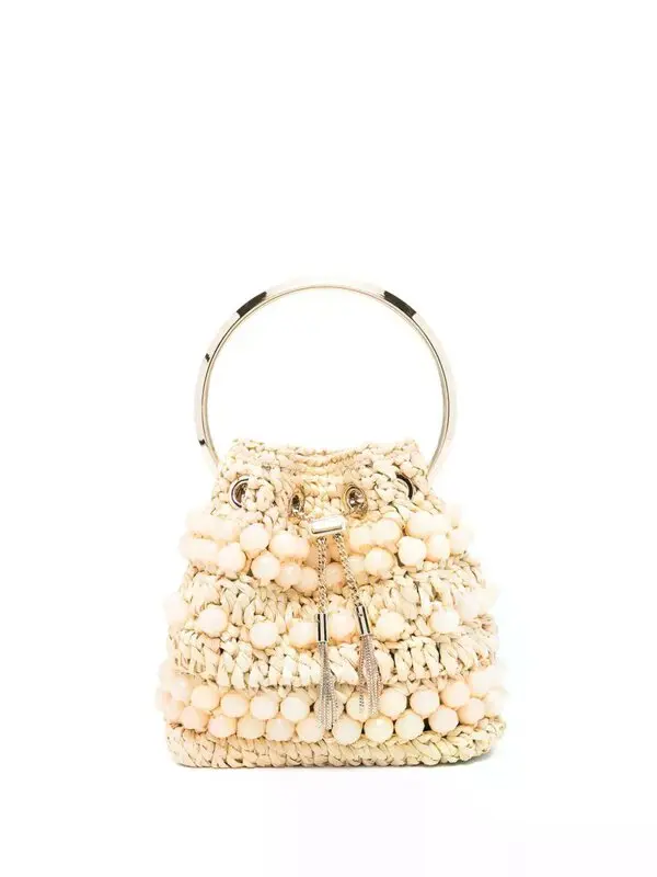 JIMMY CHOO Beaded Ring Bucket Bag - Neutrals