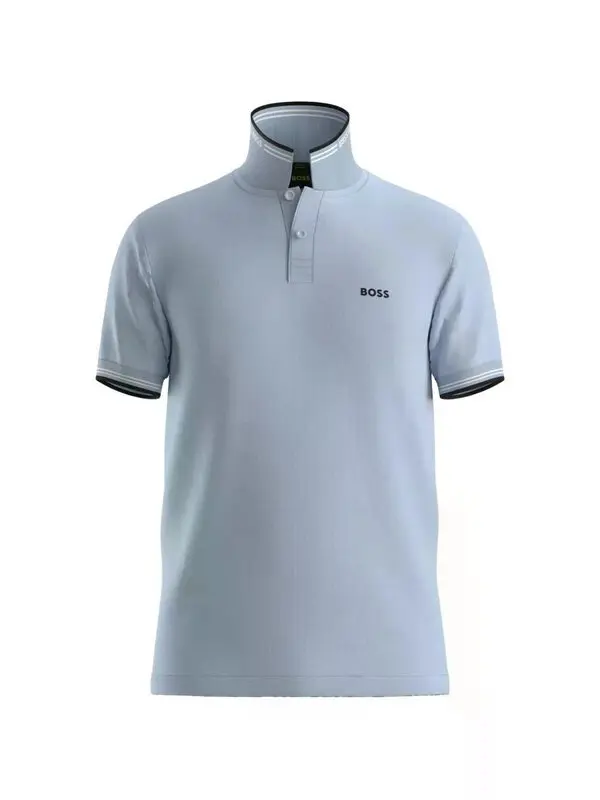 BOSS Logo Trim Polo Shirt - Blue