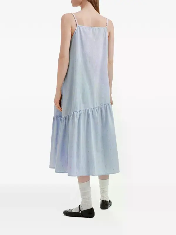 TOUT A COUP Striped Tiered Midi Dress - Blue