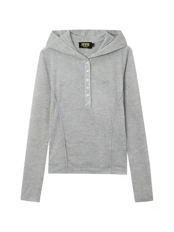 MINI CREAM Buttoned Hoodie