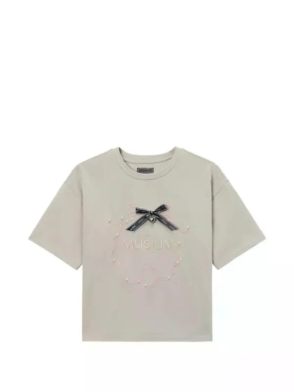 MUSIUM DIV. Bow-embroidered T-shirt - Neutrals