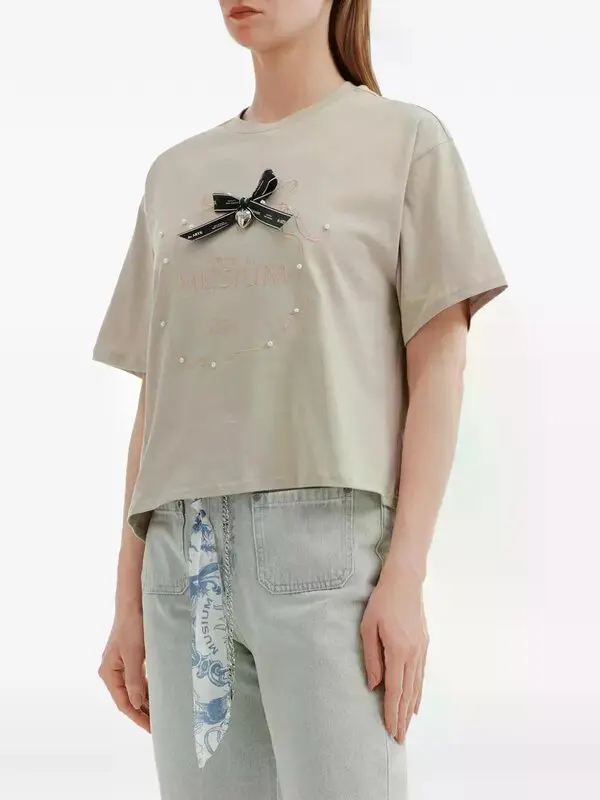 MUSIUM DIV. Bow-embroidered T-shirt - Neutrals