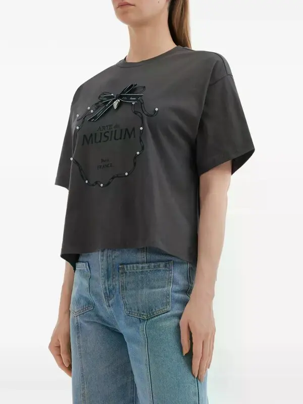 MUSIUM DIV. Bow-graphic T-shirt - Grey