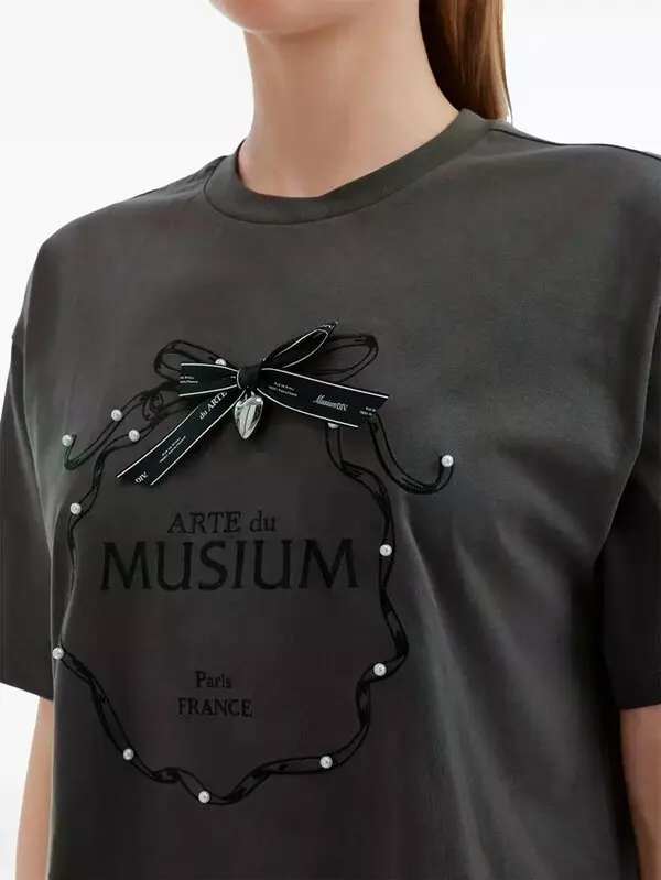 MUSIUM DIV. Bow-graphic T-shirt - Grey