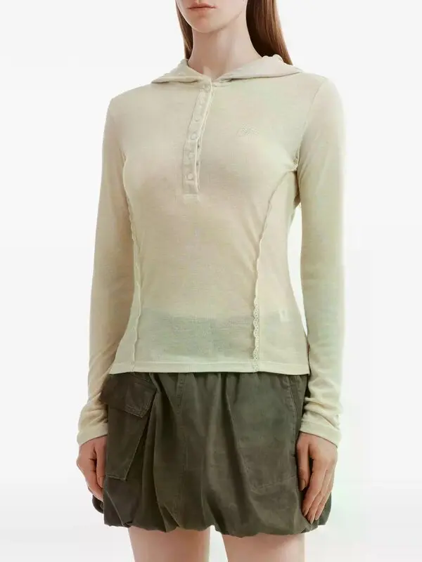 MINI CREAM Buttoned Hoodie