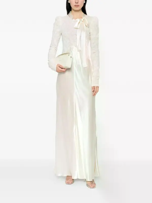 Alberta Ferretti Tie Lace Dress - Neutrals
