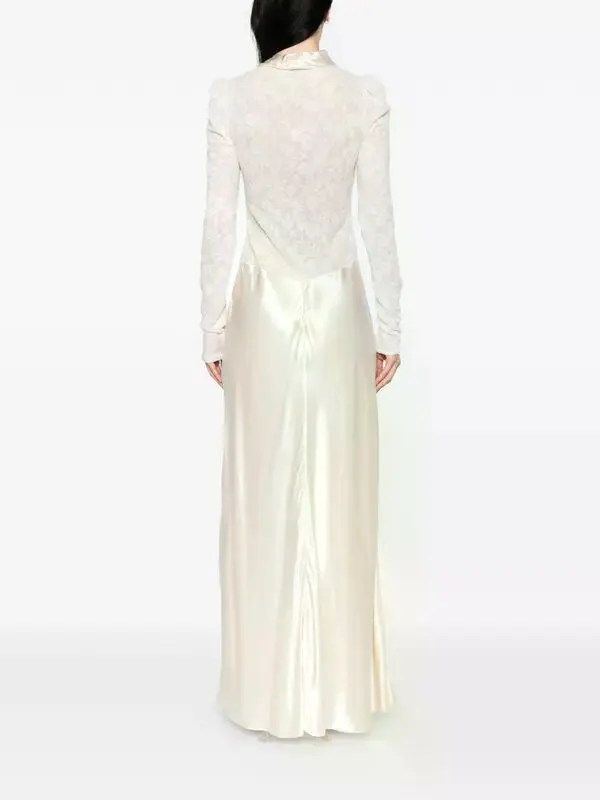 Alberta Ferretti Tie Lace Dress - Neutrals