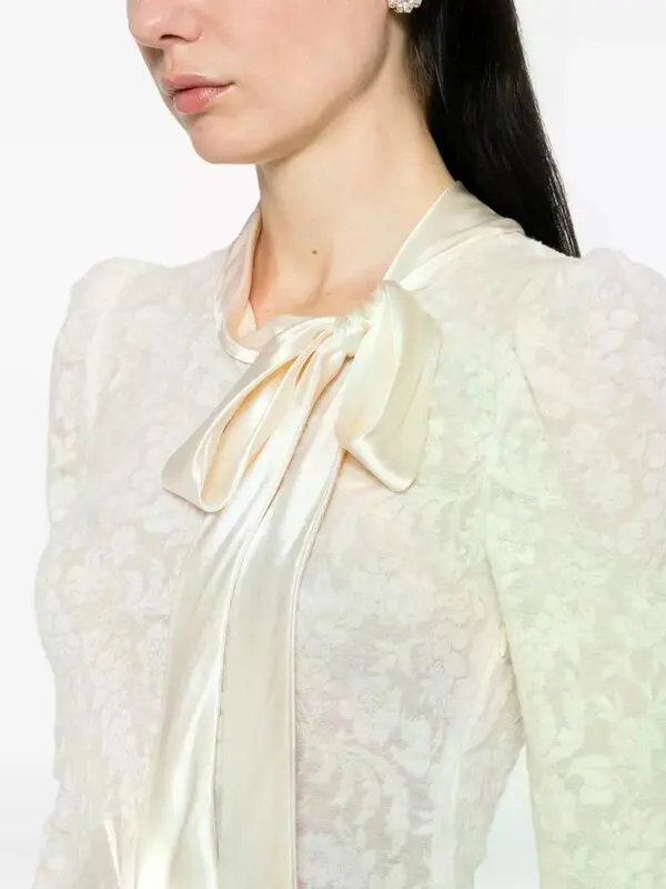 Alberta Ferretti Tie Lace Dress - Neutrals