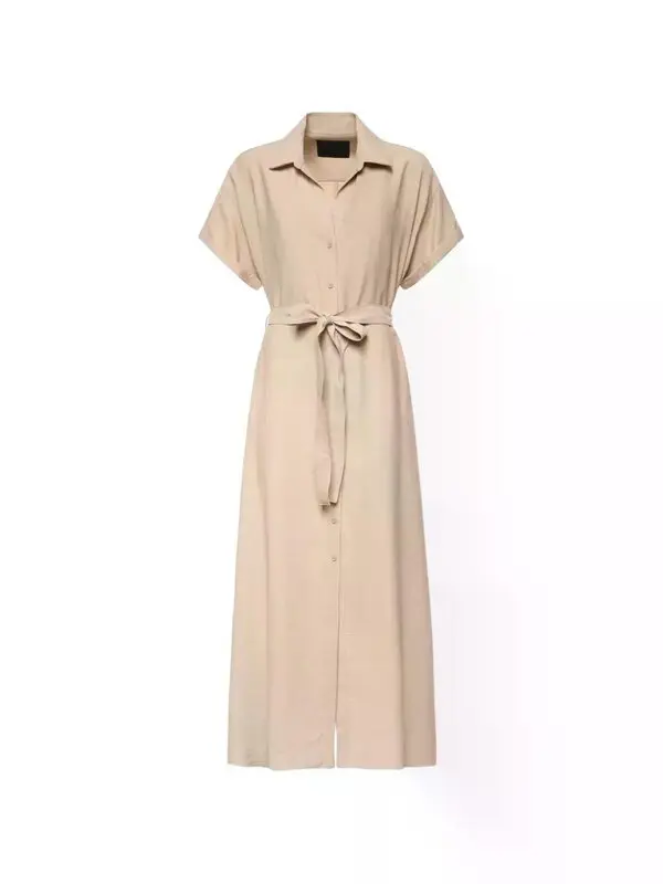 DONDUP Belted Gabardine Maxi Dress