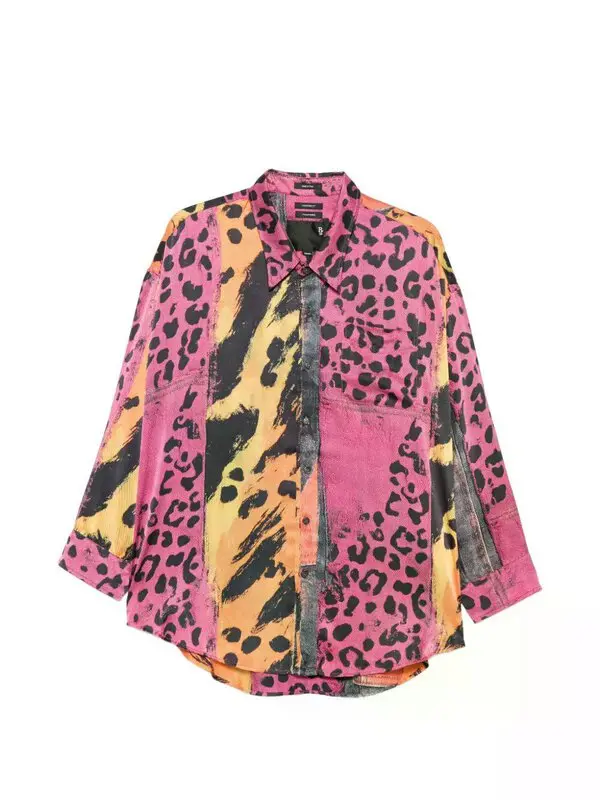 R13 Animal-print Panelled Shirt - Pink