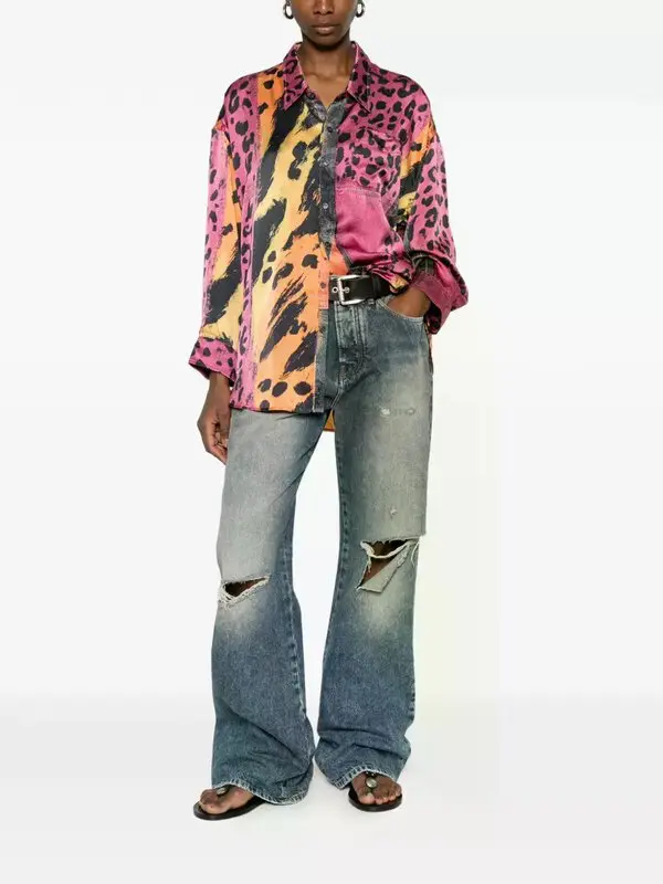 R13 Animal-print Panelled Shirt - Pink