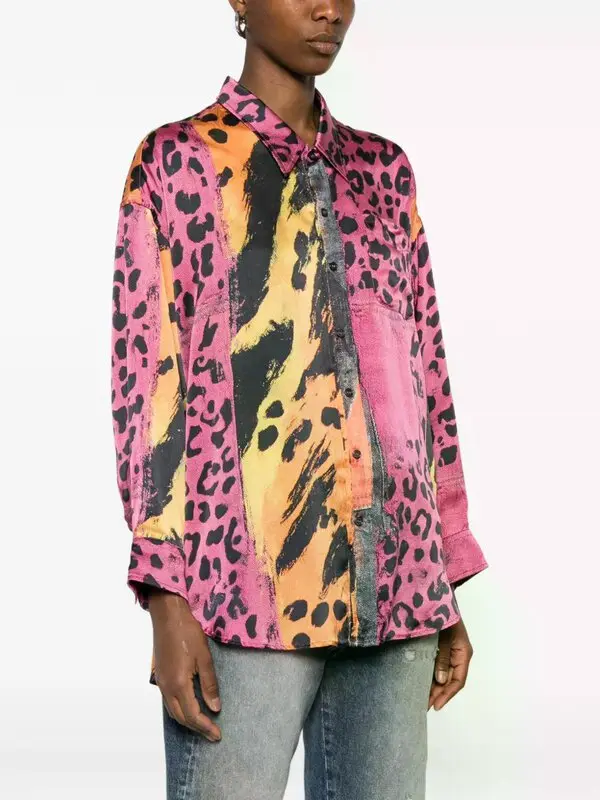 R13 Animal-print Panelled Shirt - Pink