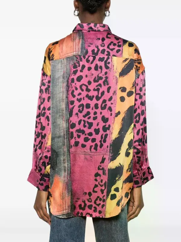 R13 Animal-print Panelled Shirt - Pink