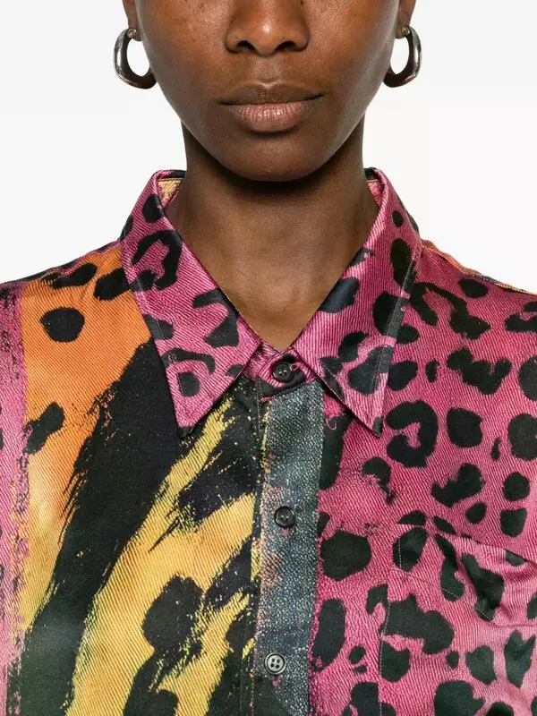 R13 Animal-print Panelled Shirt - Pink