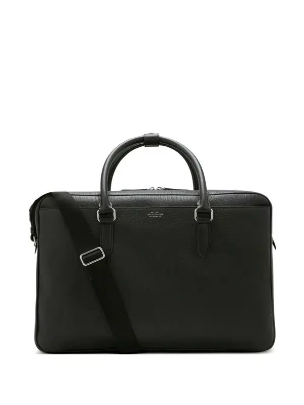Smythson Grained Leather Travel Bag - Black