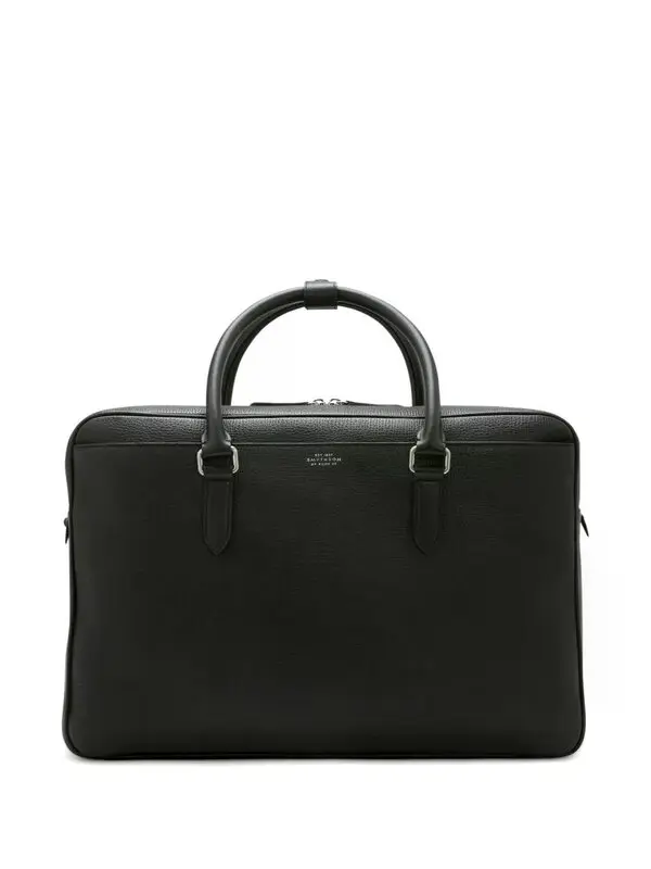 Smythson Grained Leather Travel Bag - Black