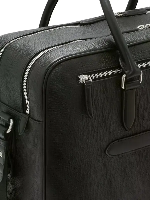 Smythson Grained Leather Travel Bag - Black