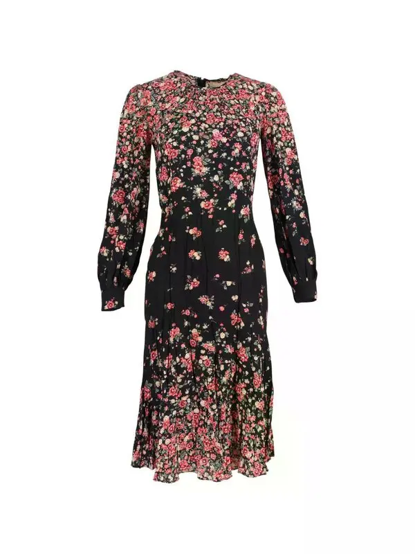 Michael Kors Floral-print Silk Dress - Black