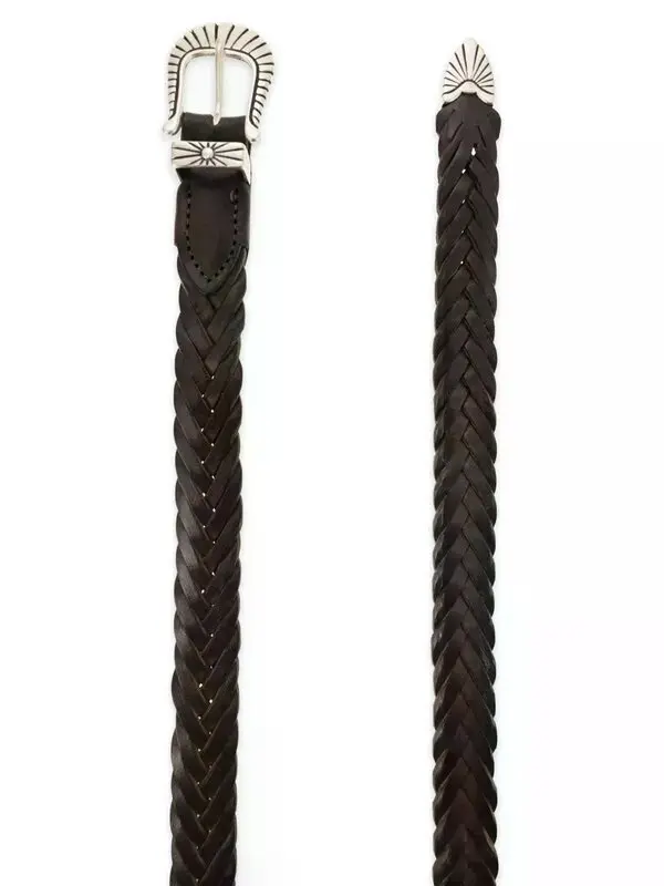 ALBERTO LUTI Braided Leather Belt - Brown