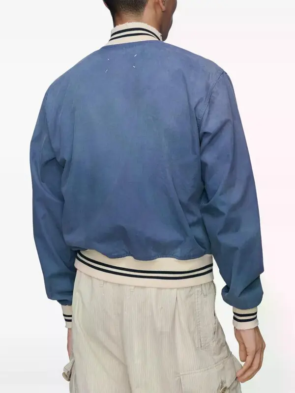MAISON MARGIELA Bomber Jacket With Striped Hem - Blue
