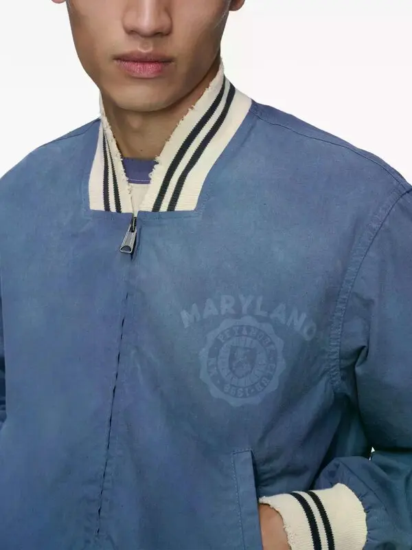 MAISON MARGIELA Bomber Jacket With Striped Hem - Blue
