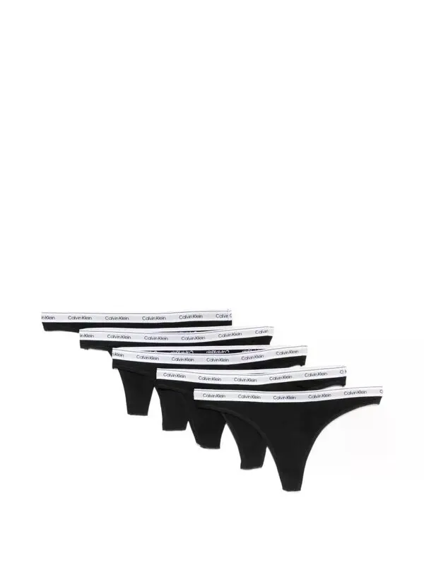 Calvin Klein Logo-waistband Thongs - Black