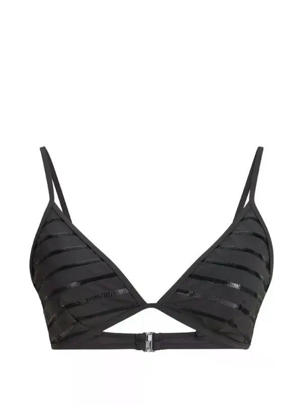 Brunello Cucinelli Striped Monili Bikini Top - Grey