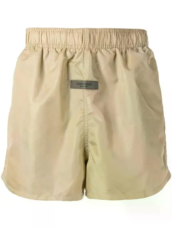 Fear Of God Logo-patch Track Shorts - Neutrals