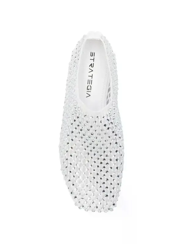 STRATEGIA SHOES Embellished Ballet Flats - White