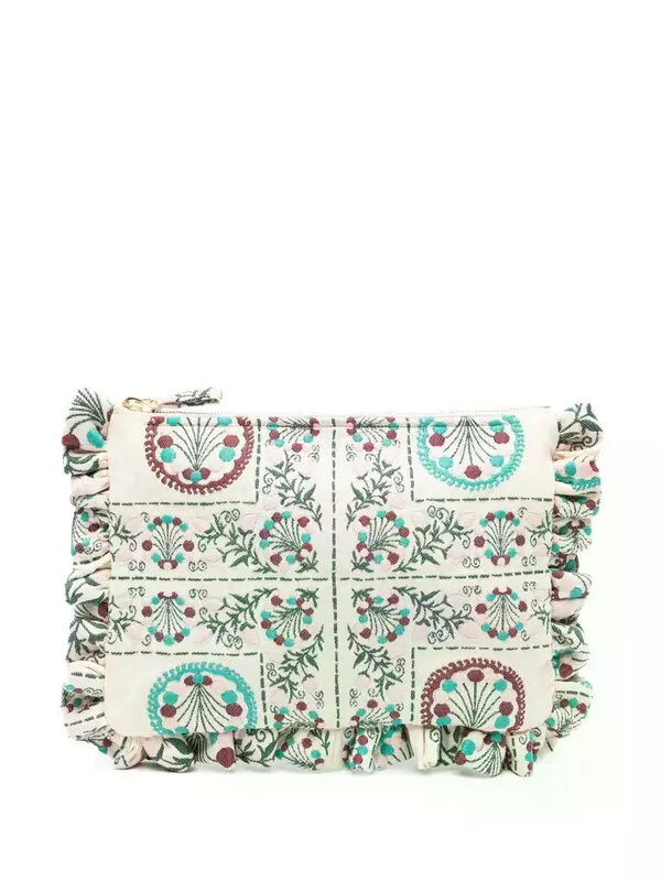 La DoubleJ Florette Tiles Jacquard Clutch Bag - Neutrals