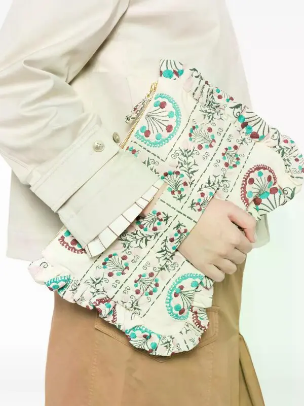 La DoubleJ Florette Tiles Jacquard Clutch Bag - Neutrals