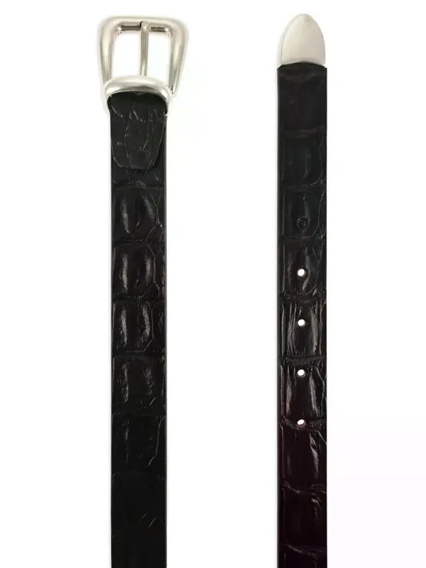 ALBERTO LUTI Crocodile-effect Buckle Belt - Black