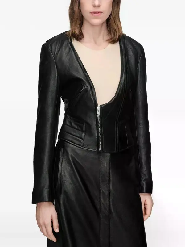 MAISON MARGIELA Folded Collar Leather Jacket