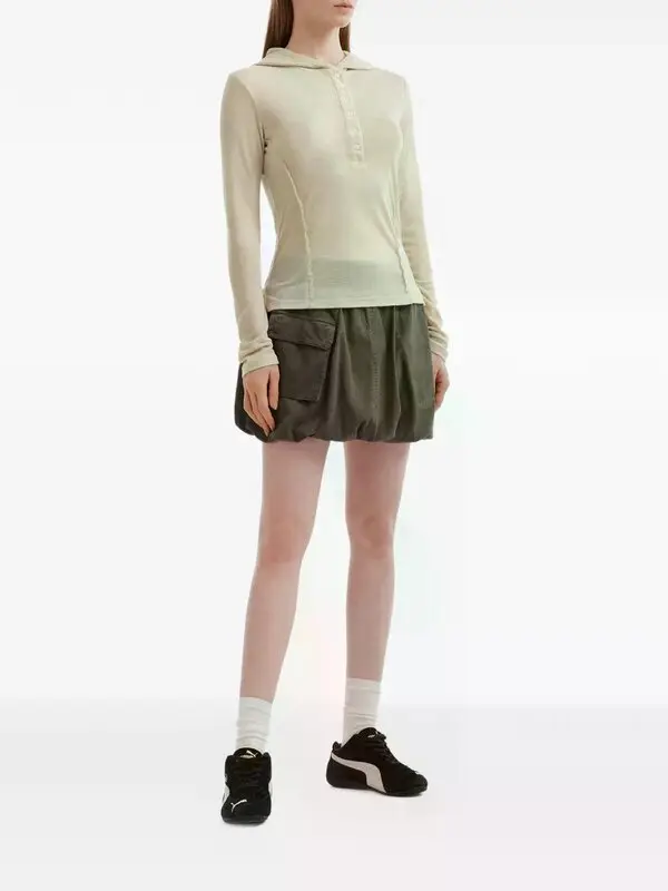 MINI CREAM Buttoned Hoodie