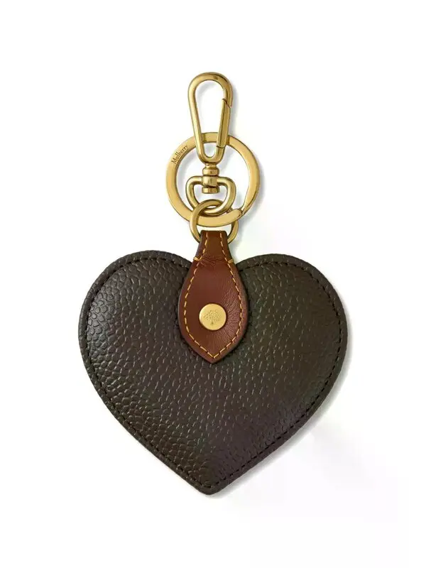 Mulberry Heart Pebble-grain Keyring - Brown