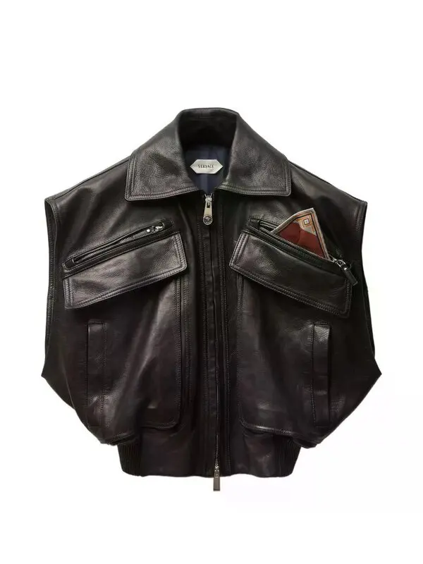 Versace Leather Sleeveless Blouson Jacket