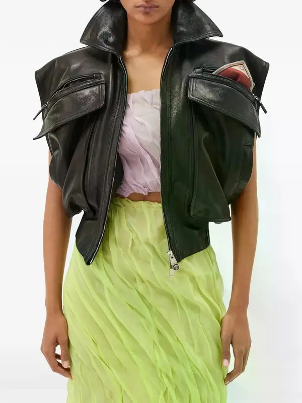 Versace Draped Pleated Silk Chiffon Cropped Top