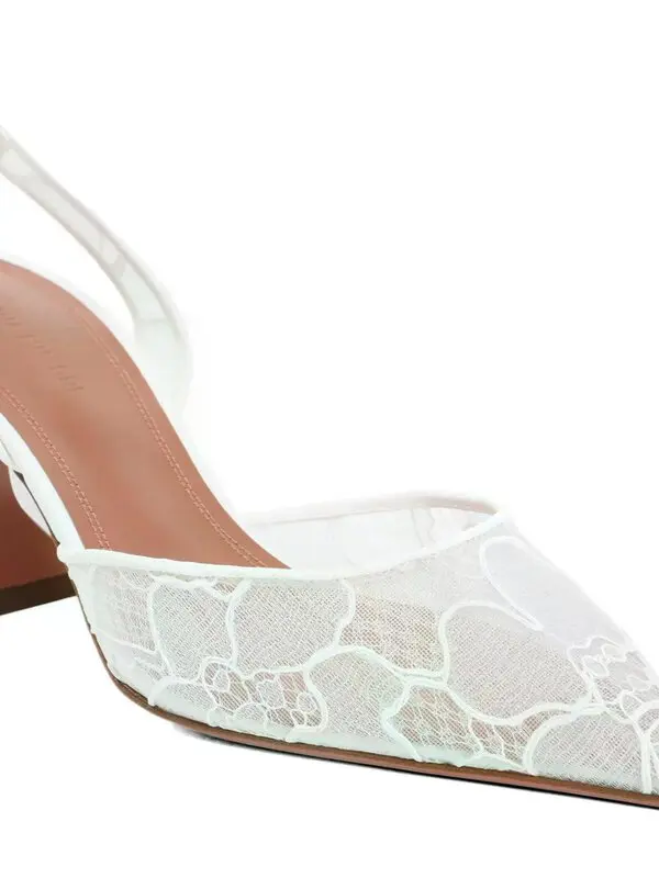 Amina Muaddi Lace Slingback Pumps