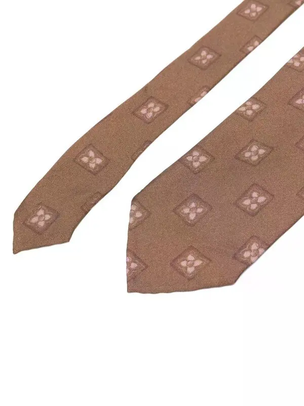 LARDINI Flower-patterned Neck Tie - Brown
