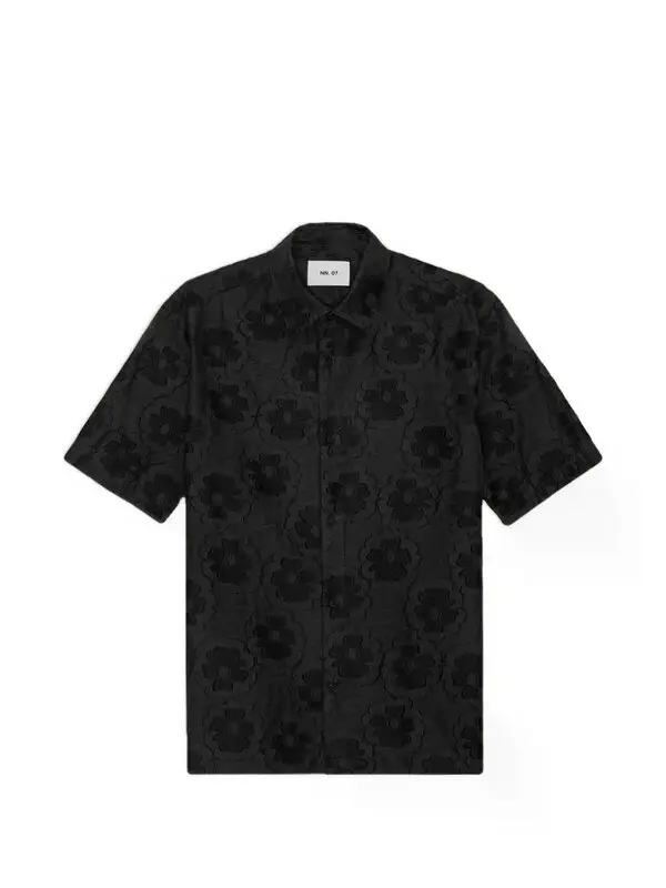 Nn07 Striped Floral Short Sleeve Shirt