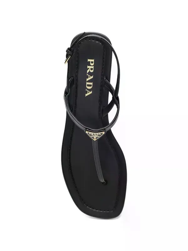 Prada Logo-plaque Sandals - Black