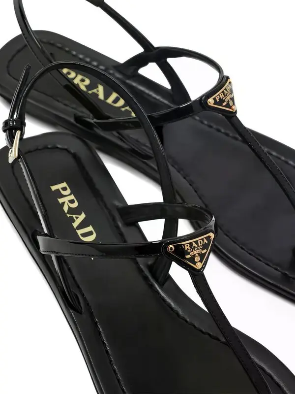 Prada Logo-plaque Sandals - Black