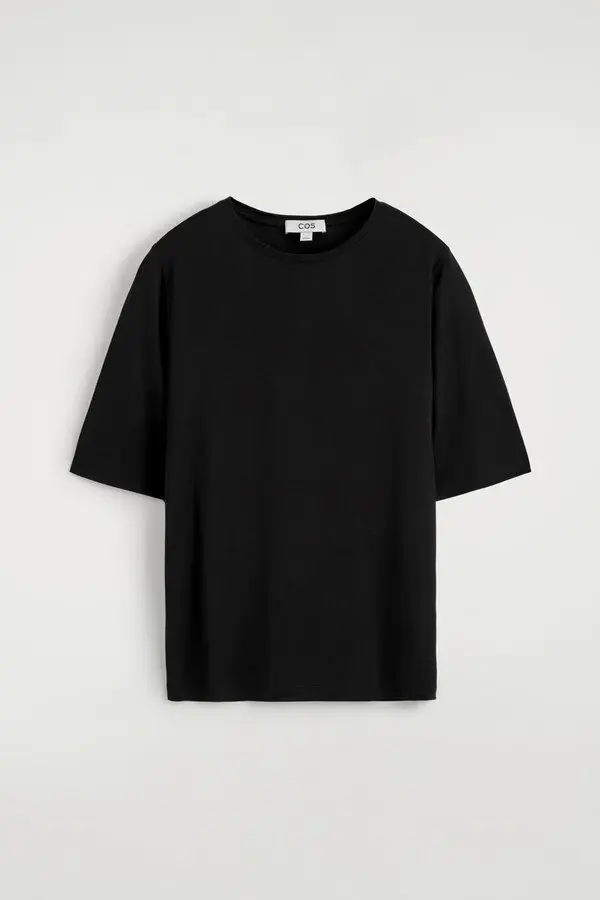 Cos Silk Relaxed T-shirt - Black